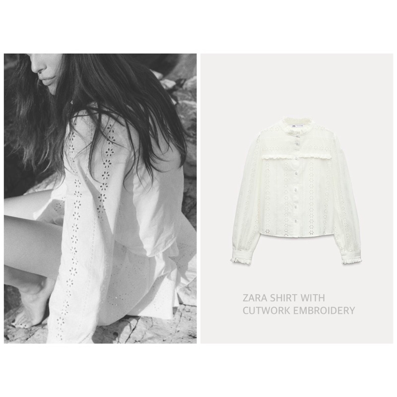 ZARA Ruffle Blouse SHIRT WITH CUTWORK EMBROIDERY (B0501) | Shopee ...