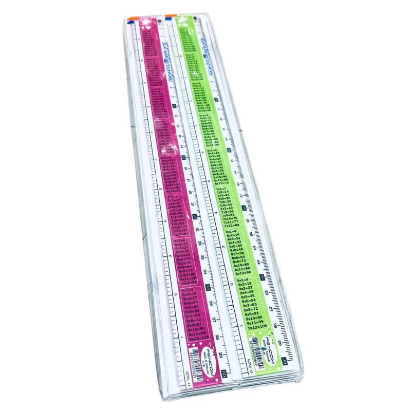 Plastic Ruler 12 Inches "Pencom" Multiplier Pattern (Pack/12 Pieces ...
