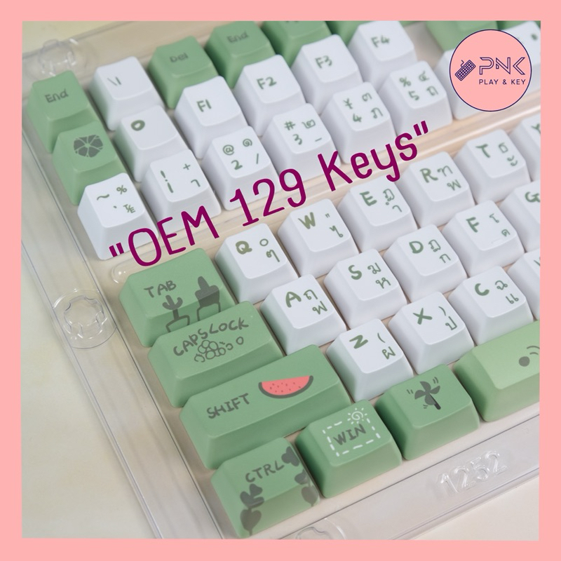 ! Thai OEM keycaps-PBT 129 Keys Frog Theme Green And White Tone ...