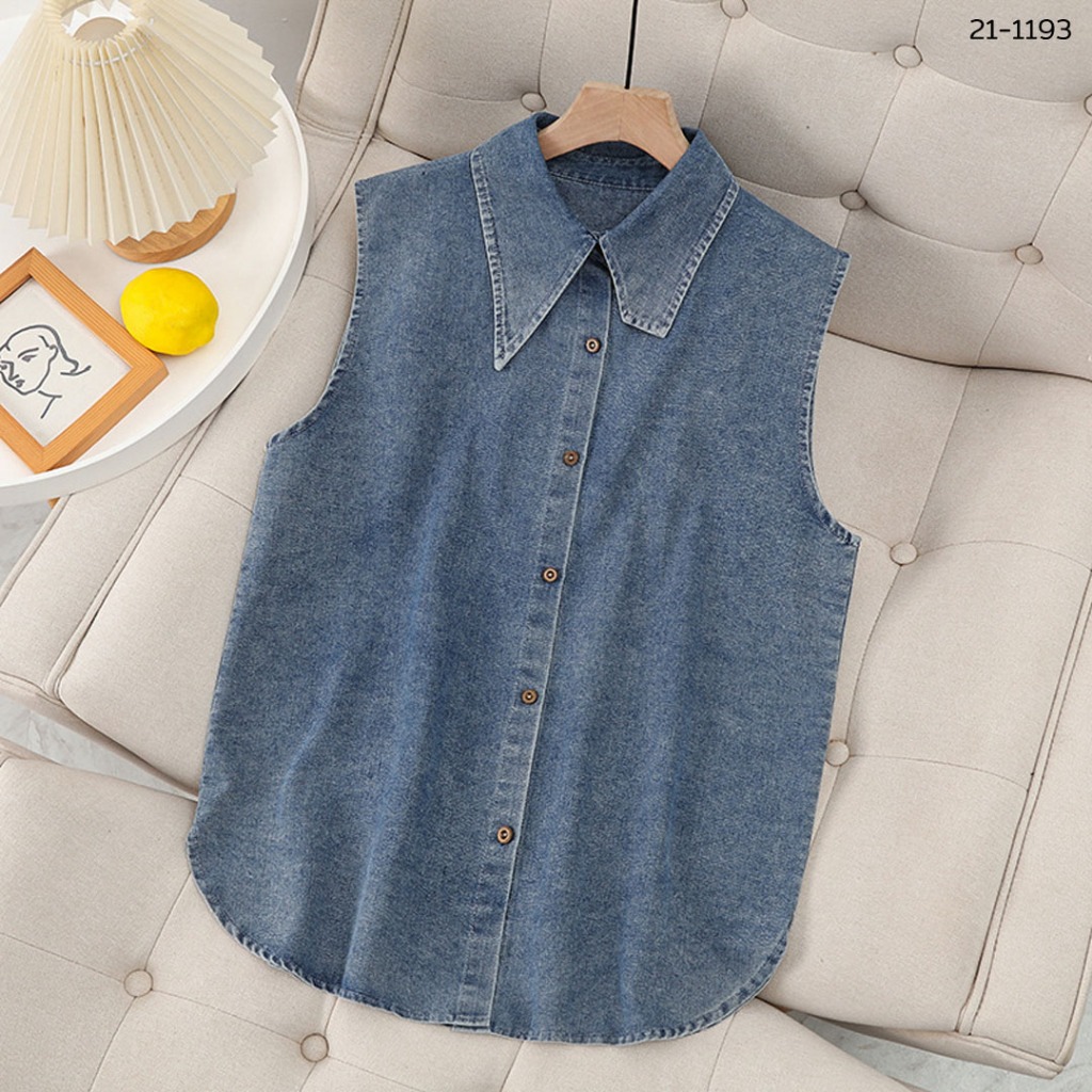 21-1193 Lady and the Trim Chest Sleeve Denim Shirt 42-50 Inches ...