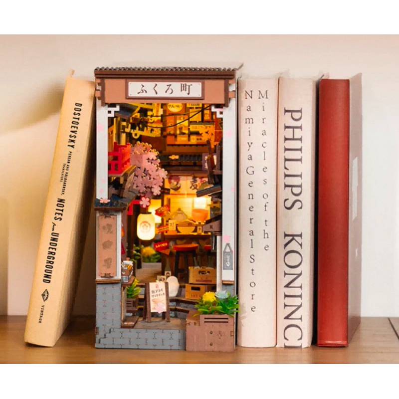 DIY Model Self Assembly Rolife Sakura Wine Alley Book Nook Shelf Insert ...