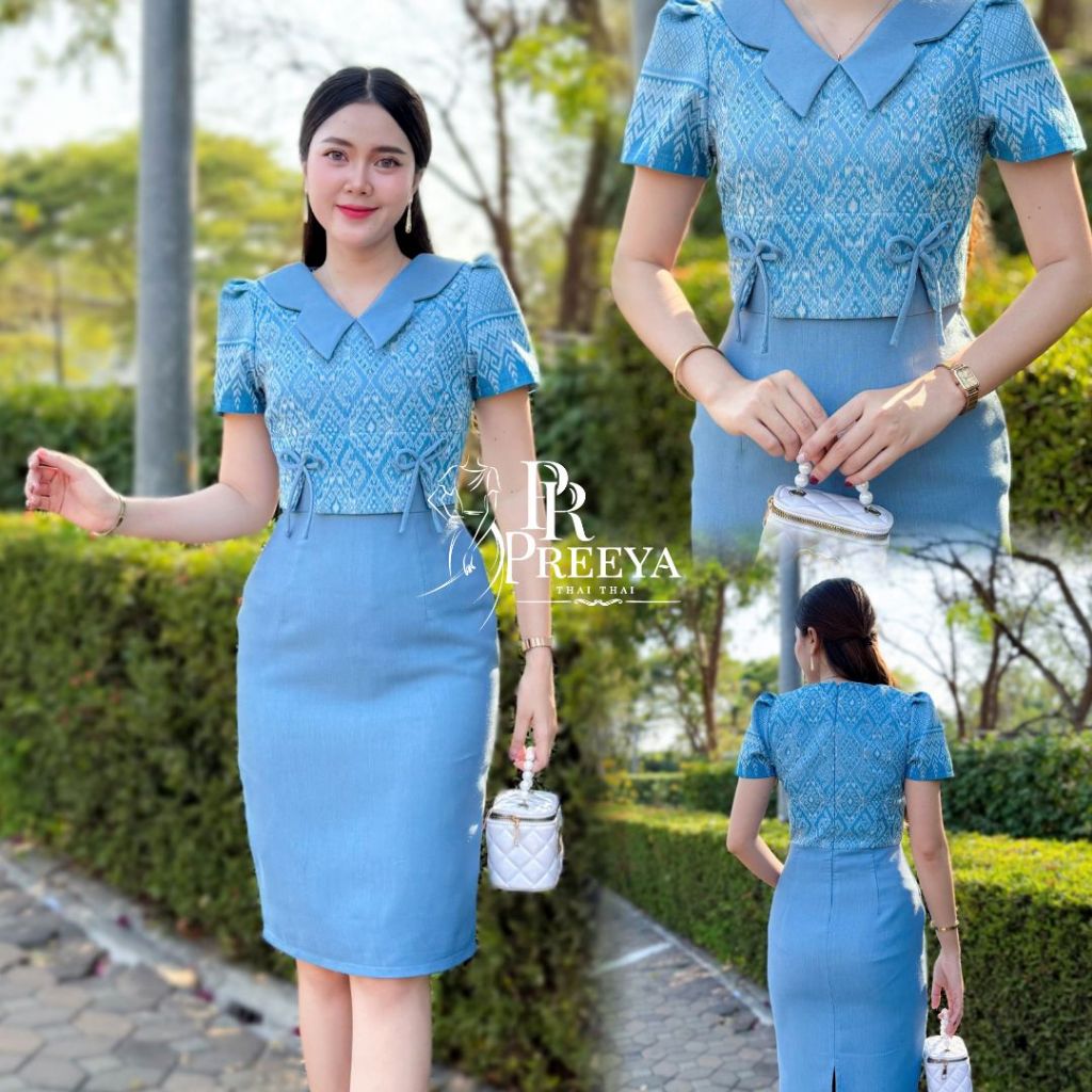 PR132 Woven Cotton Dress Raised Sleeves Glued In Whole Set preeya Brand ...