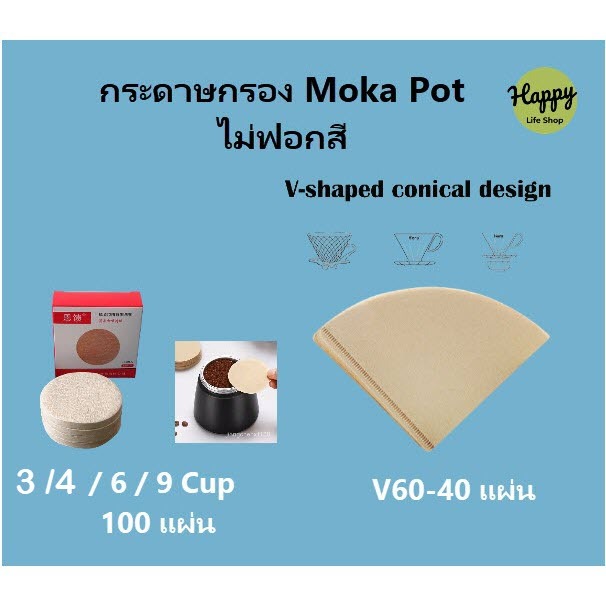 moka pot Coffee Filter Paper 3 Sizes 3/6/9 cup 100 Sheets Italian mocha Circular Style. | Shopee ...