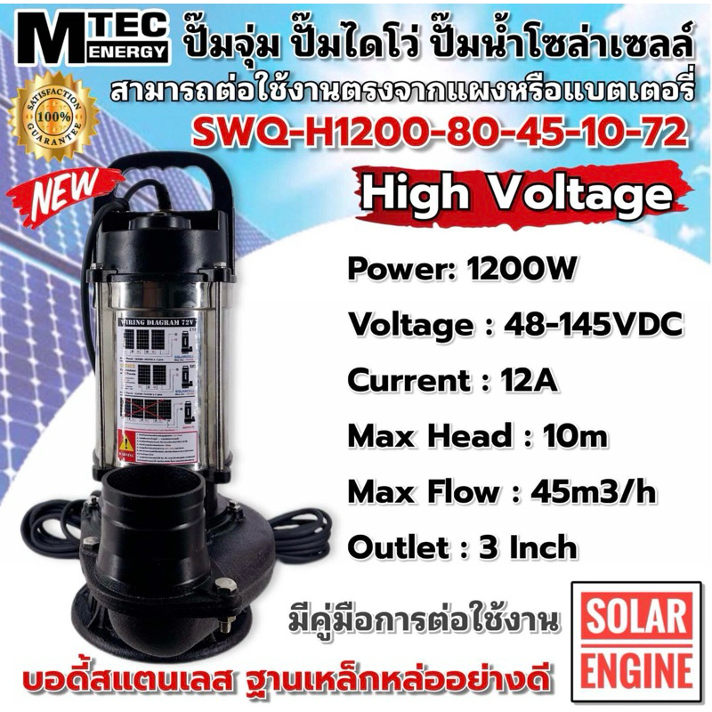 {New} MTEC Volvo PUMP Submersible SOLAR Busless Model SWQ-H1200-80-45 ...