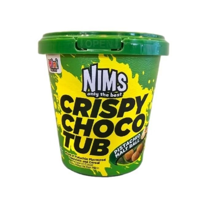 Nims Pistachio Malt Ball Choco tub 140g New Cocoa Puffed Rice Snack ...