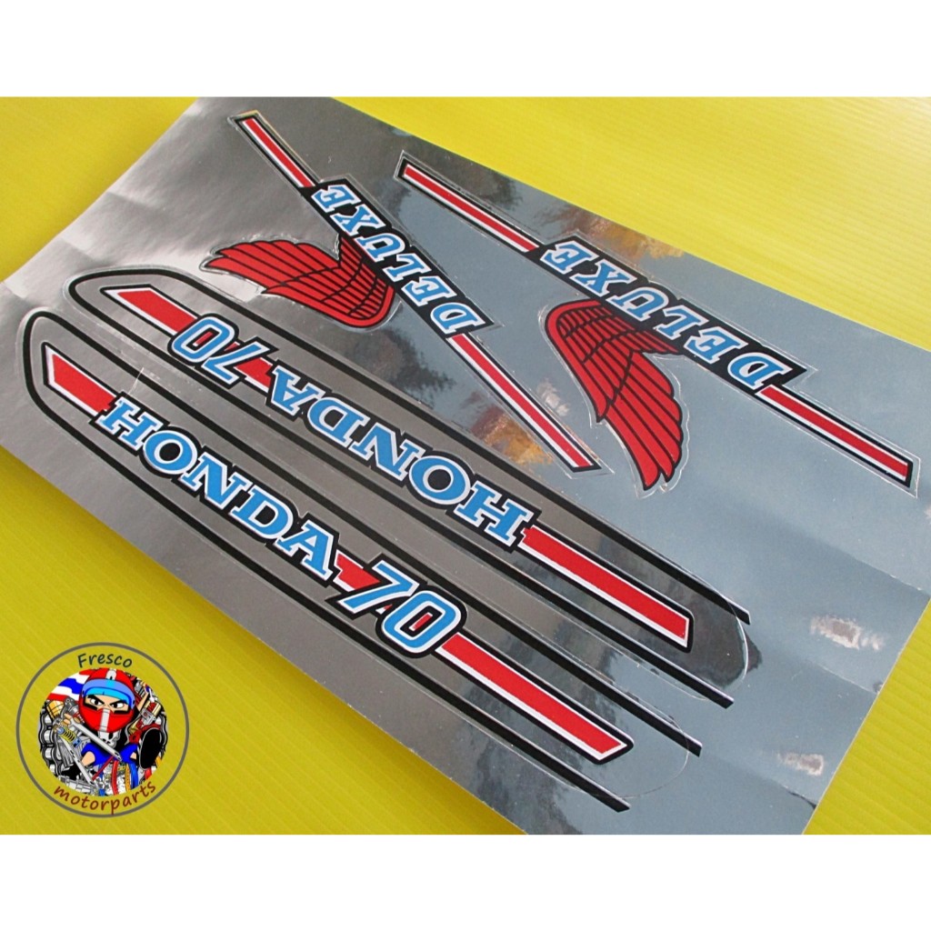 Honda C70 Deluxe Body Sticker Blue Letter Red Wing & Black Trim ...