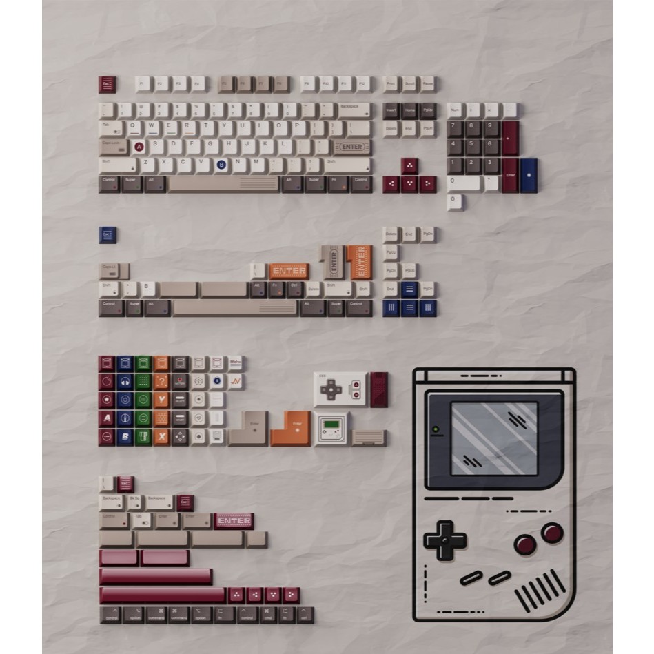 Keycaps 80retros Game1989 218 Keys ABS Ink Printing Cherry profile ...