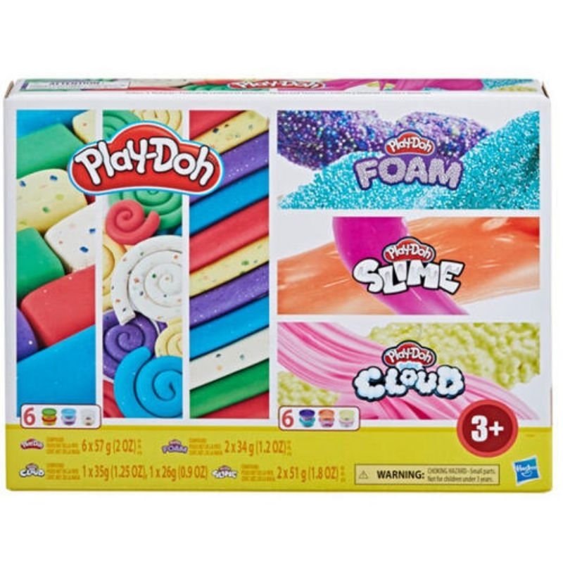 Play-Doh Colors and Textures Variety Pack Sparkle Confetti Slime Cloud ...
