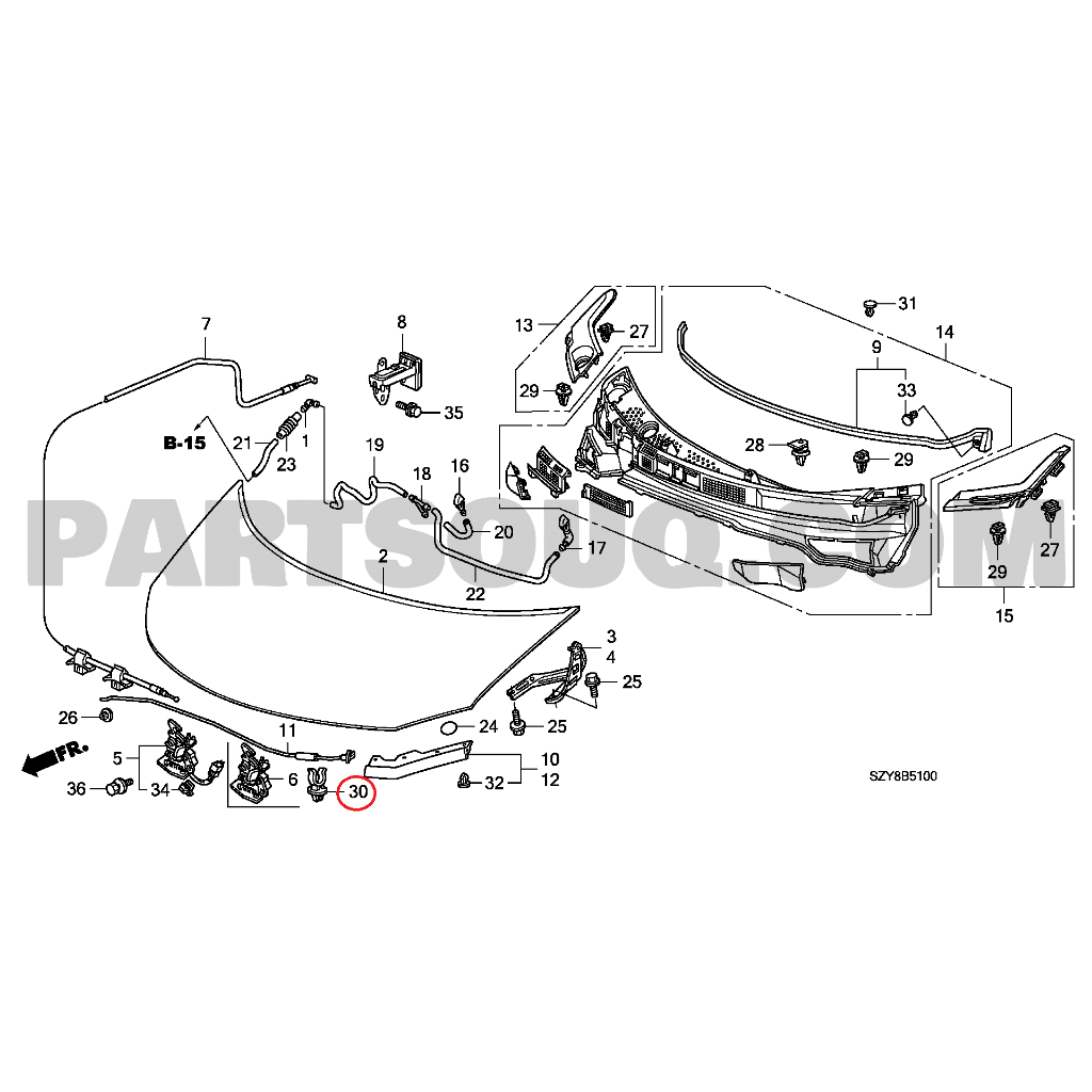 Bonnet Strut Bar Clip Support Steel Honda Freed 2008-2015 Genuine ...