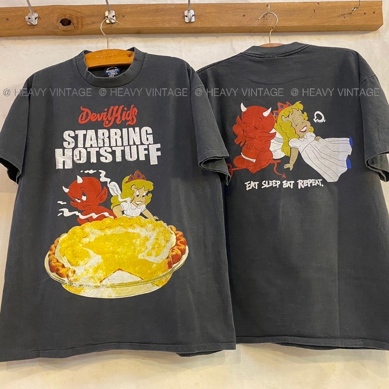 Devil Kids Starring Hot Stuff EAT SLEEP REPEAT 1962 Original Bootleg Authentic Bio Wash shirt ...