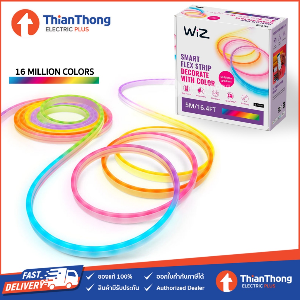 WiZ by Philips A Smart Strip Light Flexible 16 Million Colors LED Neon Flex RGBIC Type-C ...