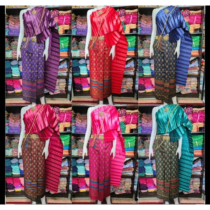 Thai Dress Mrs. Chai Face Fan Cotton Print Label Style Hook To Move The ...