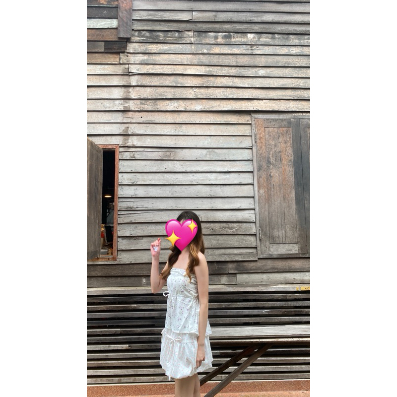 See you.Studio Strapless Purple Flower Behind The Front Smocked Waist ...