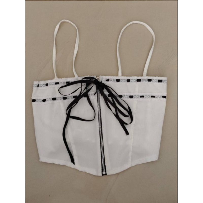Sexy Spaghetti Strap Top With Front Zipper White Is Not Dull. | Shopee ...