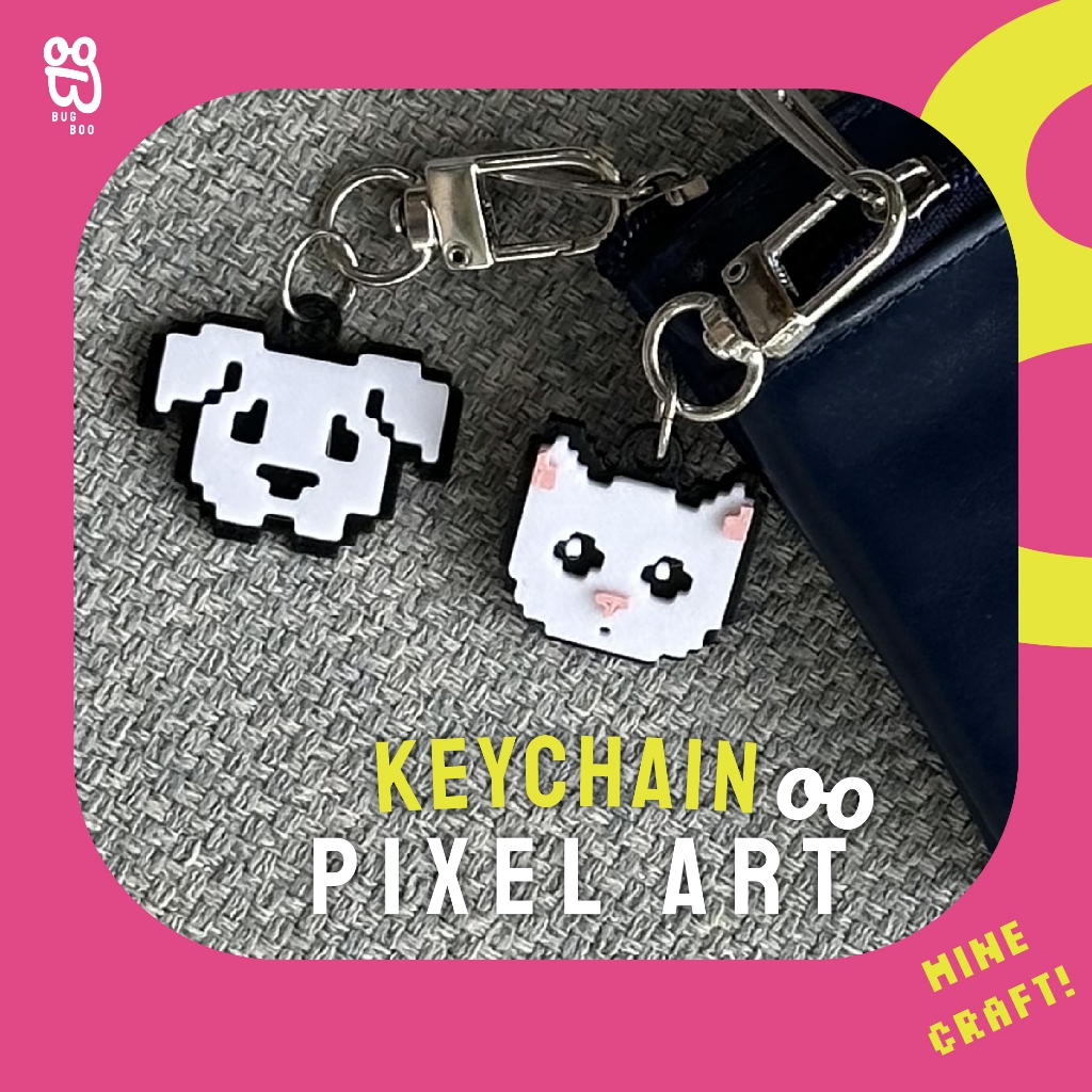 Key Fobs: Pixel Art With Cartoon Character Card Pack Emoji Cute Bright ...