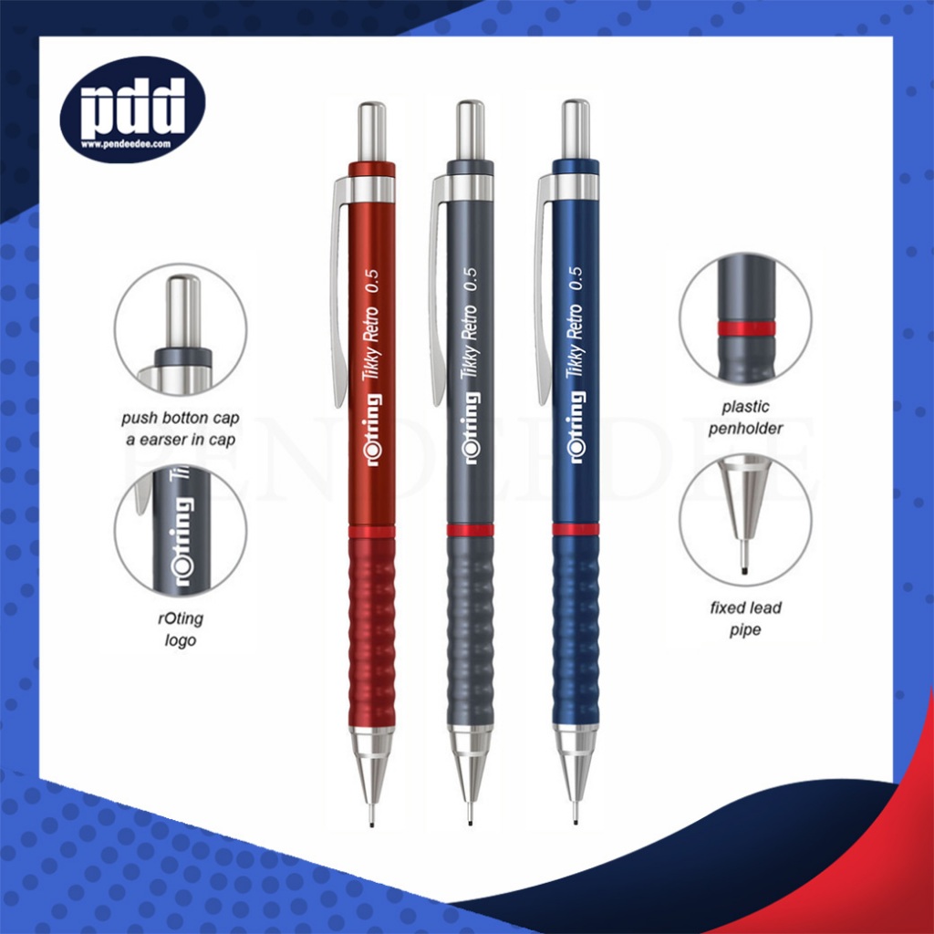 Rotring Tikky Retro 2B Metallic Colored Mechanical Pencil 0.5mm ...