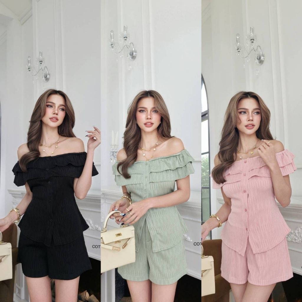 COTTON CANDY set Off The Shoulder Built-In Pattern New Muffin sweet ...