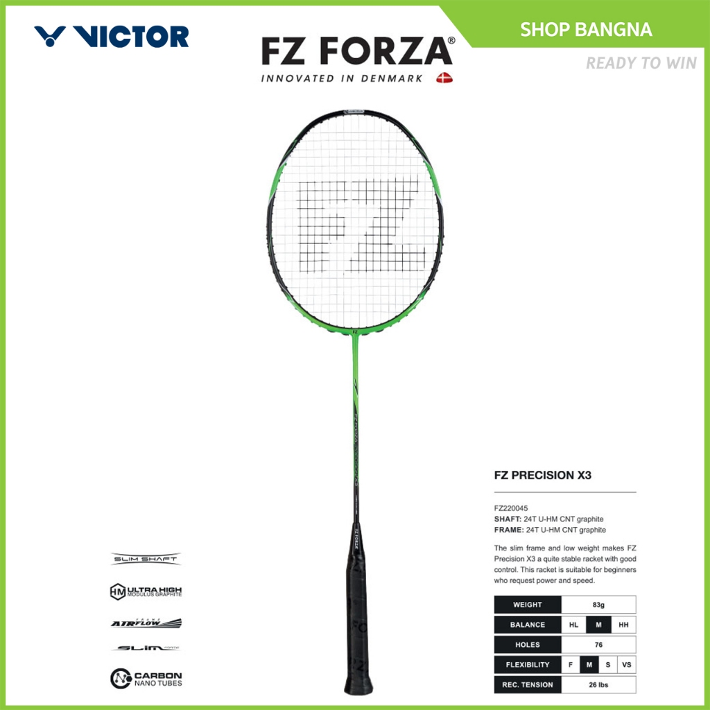FZ FORZA Badminton Racket PRECISION X3 Model Comes With Strings + Bag ...