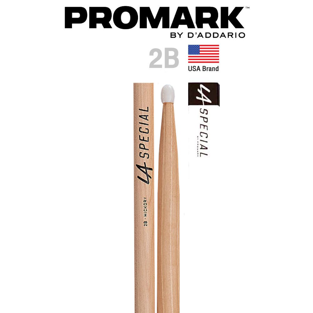 Promark LA Special LA2BN Drumsticks 2B Hickory Nylon Head (2B Tip Drumstick) ** Made in USA ...
