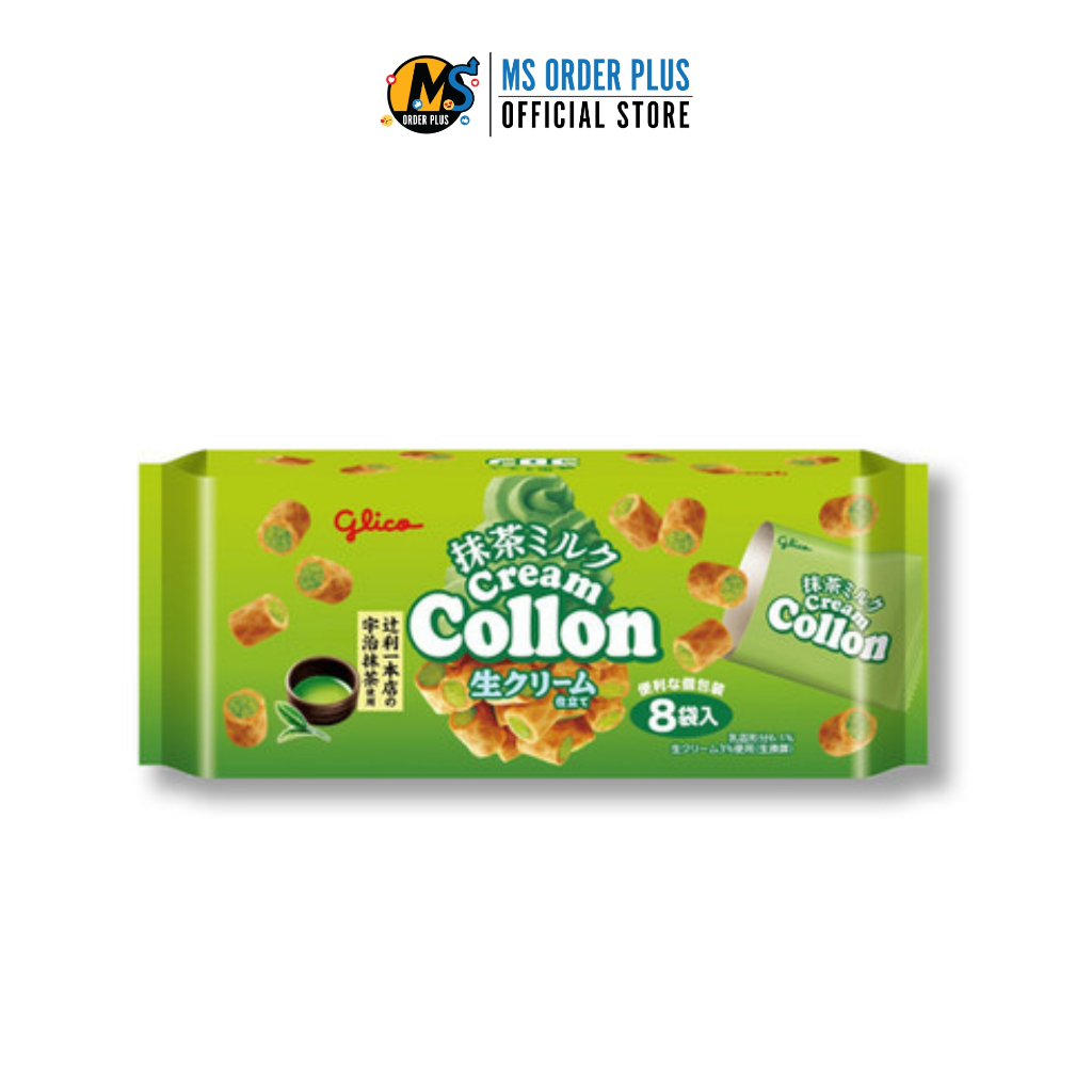 Glico Matcha Milk Cream Collon Waffle Biscuit Green Tea Colon Stuffed ...