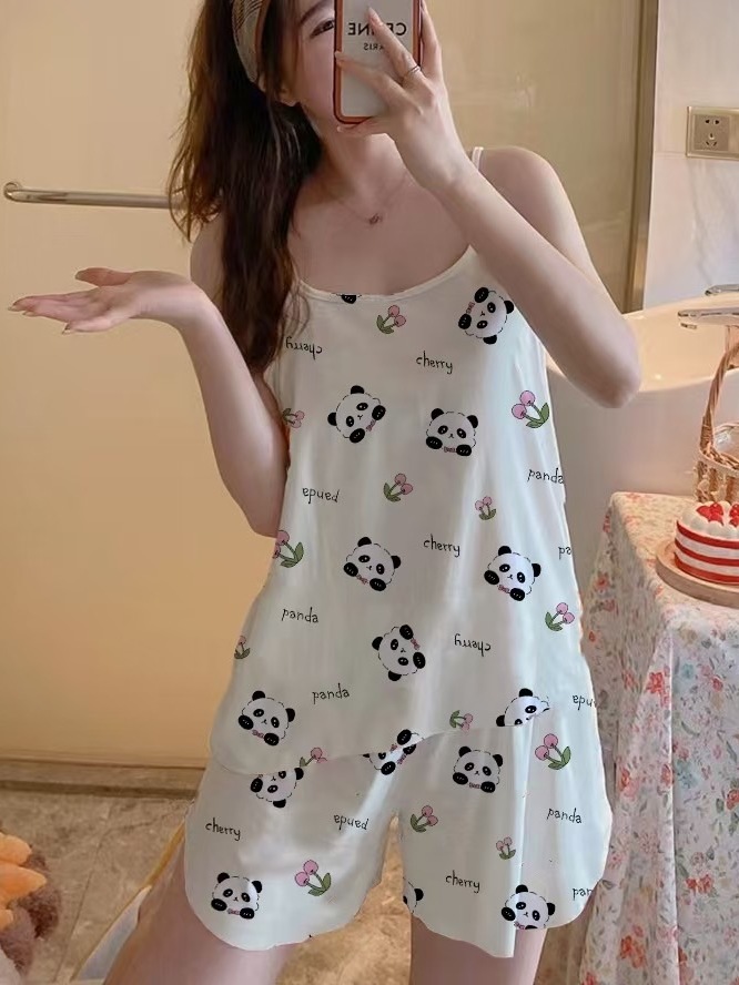 Pajamas Minimalist Fruit Strap Style Pattern Set Shirt + Pants Code ...