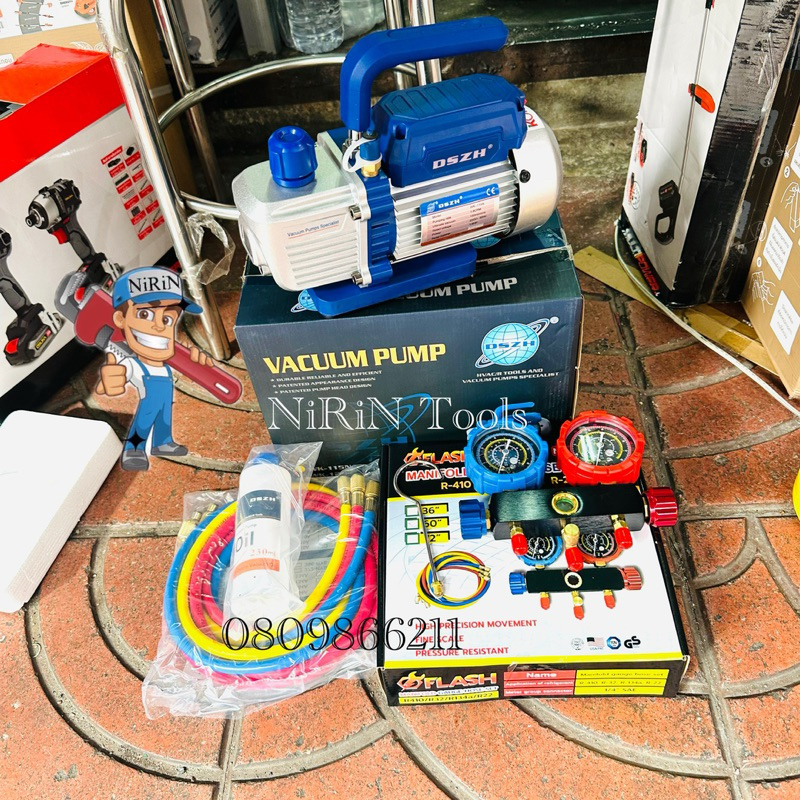 DSZH Vacuum Pump Model 115N + Comes With Flash Air Conditioner Gauge With 60 Inch Cable No.FS ...