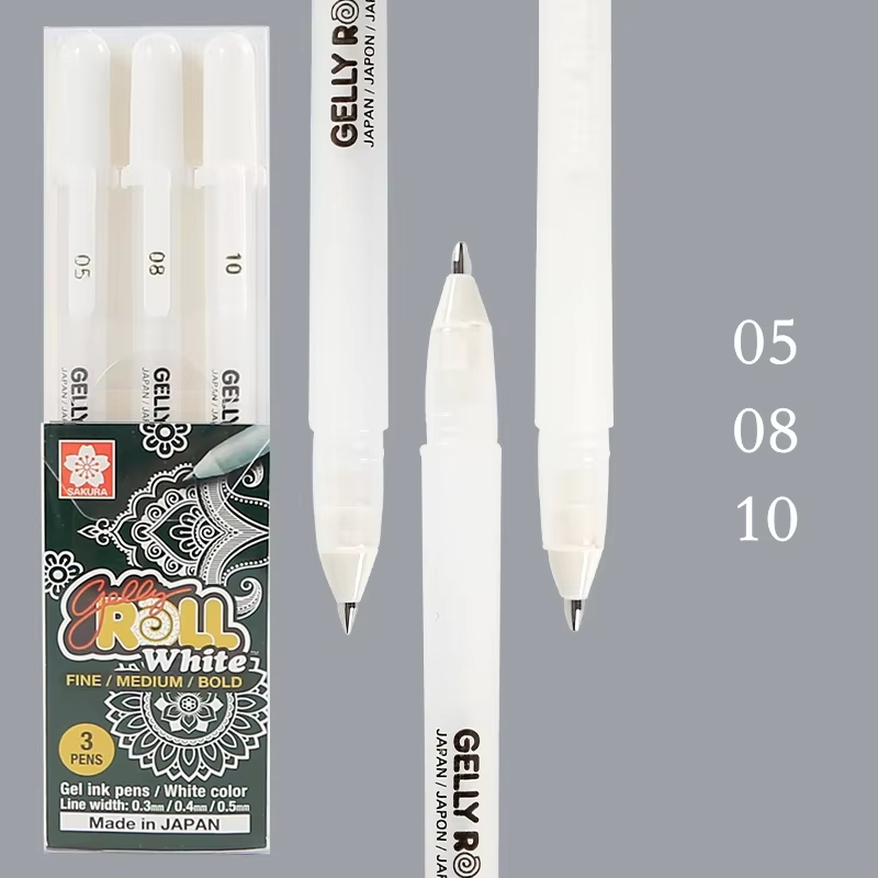 3 Sizes White gelly roll Pen Set For Black Paper Ink 05/08/10 Mm ...