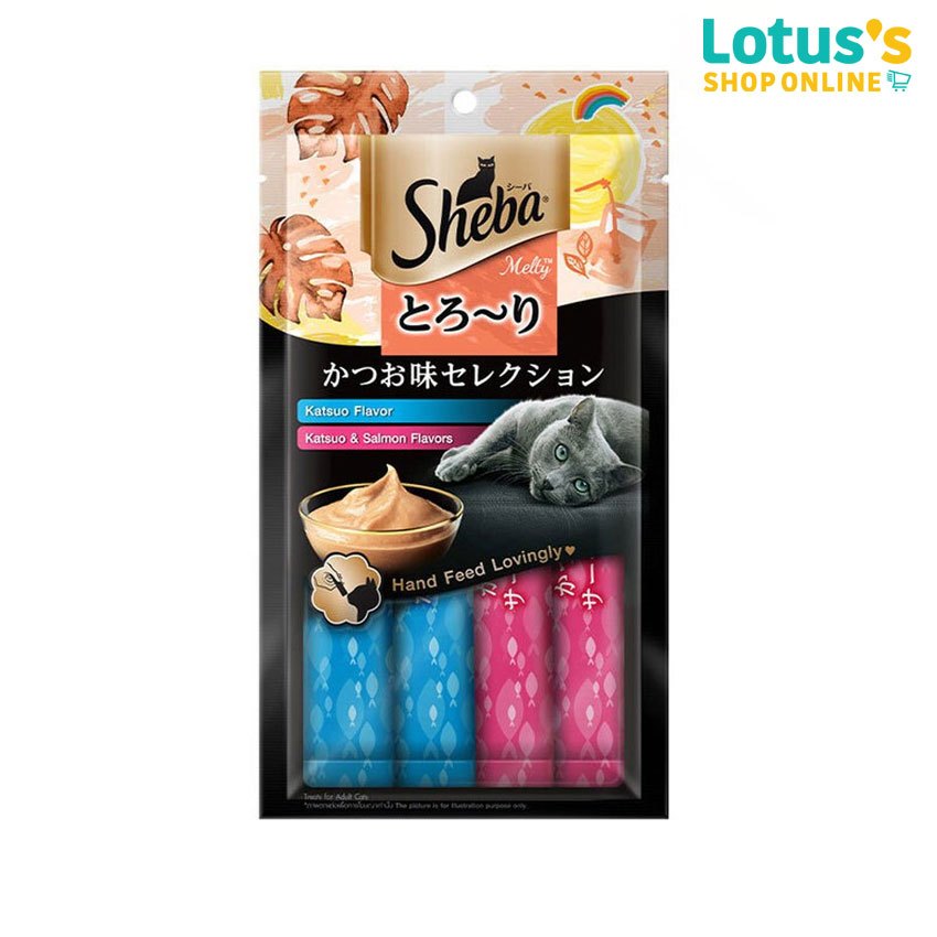 SHEBA MELTY Cat Lick Treats KATSUO And FLAVOR SALMON 12 G. (1 Pack Contains 4 Sachets) Flavour ...