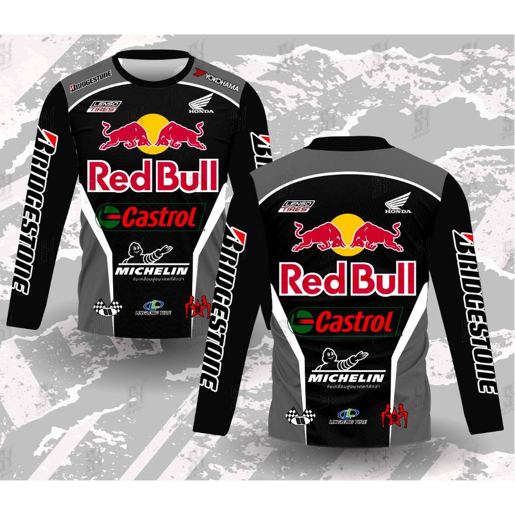 RED Bull Stripe Tshirt Long Sleeve And Short | Shopee Philippines