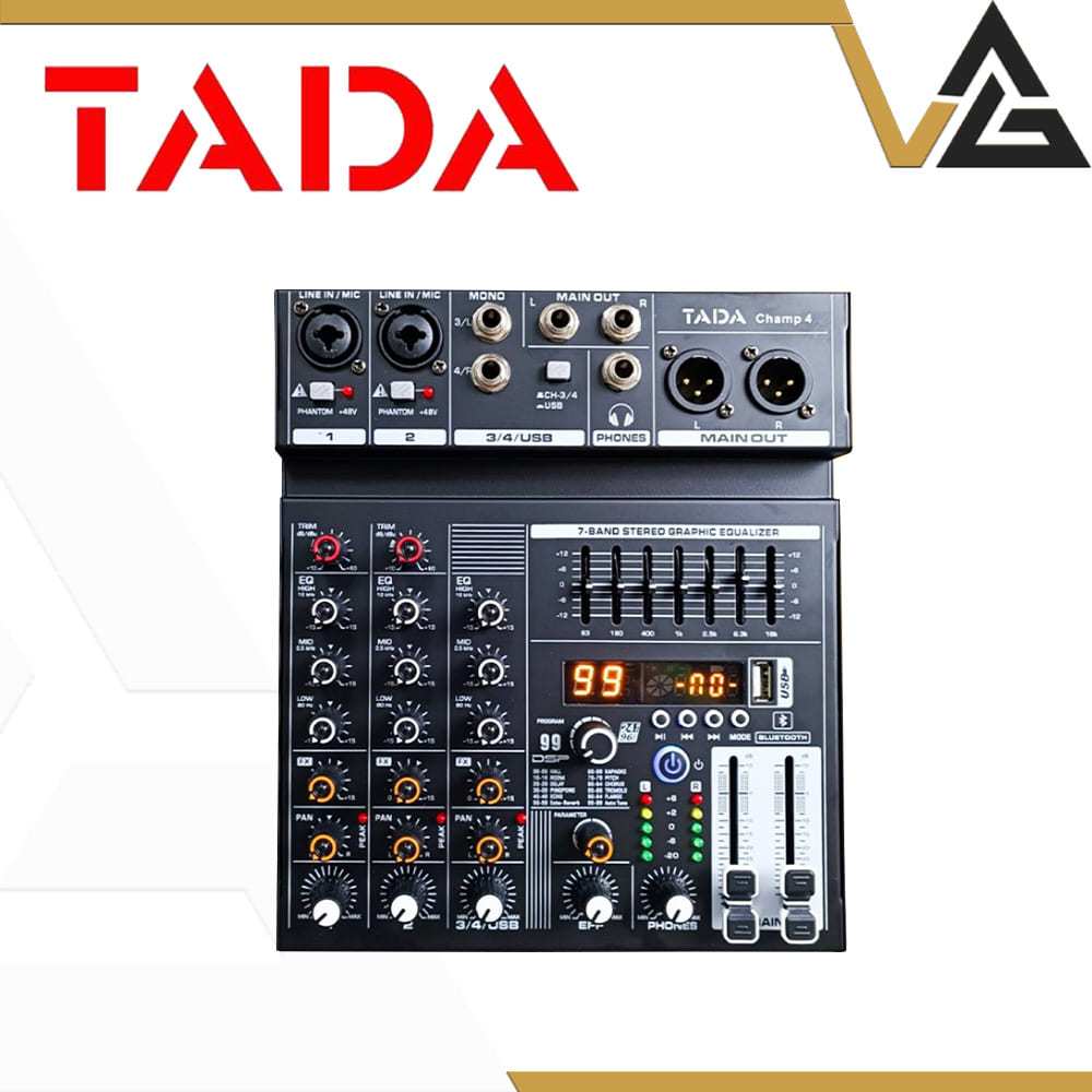 TADA CHAMP-4 4 Channel Mixer Secondary Bluetooth Built-In Effects Easy ...