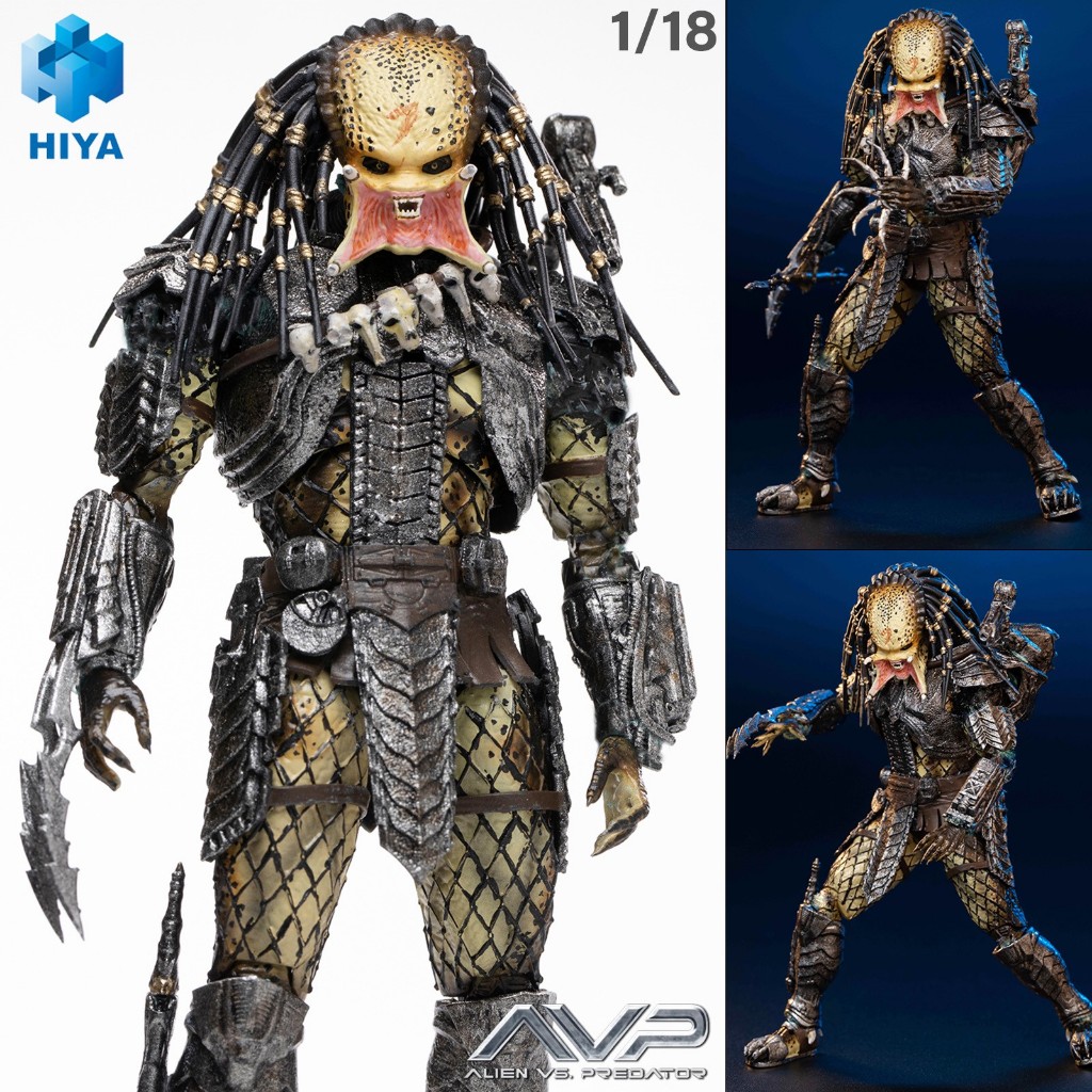 Hiya Toys AVP Alien VS Predators Elian Predator Unmasked Scar Anmass ...