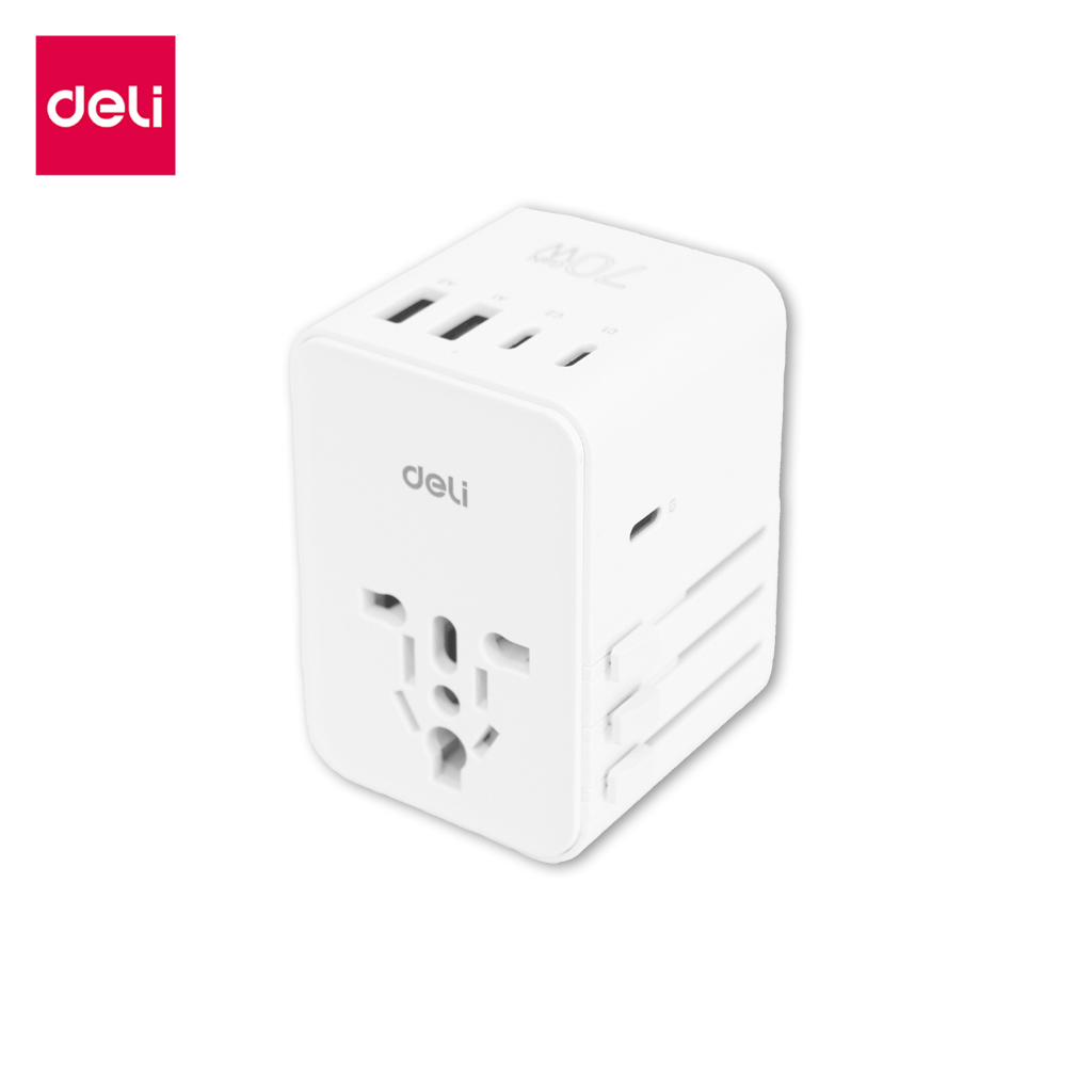 Deli Power Plug Adapter International Use USB TypeC Quick Charge Travel ...