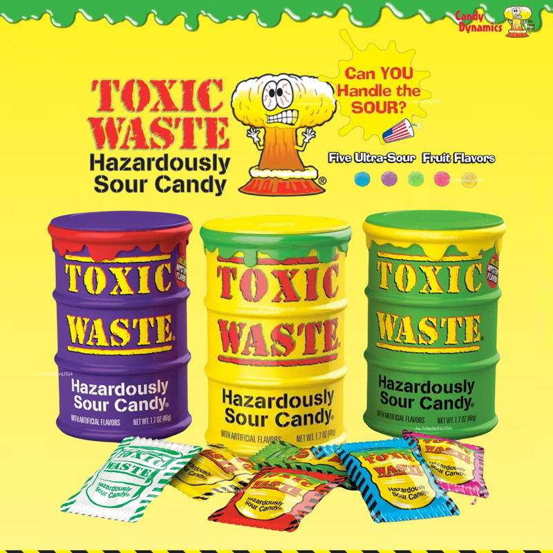 Sour Candy Toxic Waste USA With 3 Tiers Super Sour!!! Size 3 g ...
