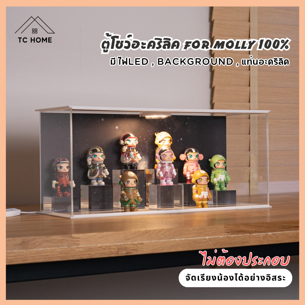TC HOME Acrylic Model Display Case For Molly1 Figures Led Light Models ...