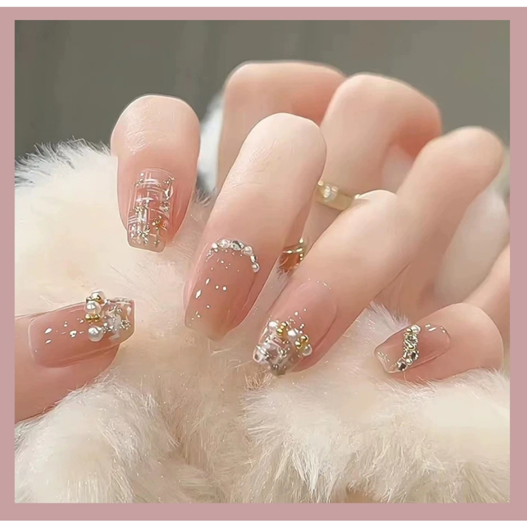 3D Nails Fashion BOX Fake Acrylic Type French Style White Pink 24 ...
