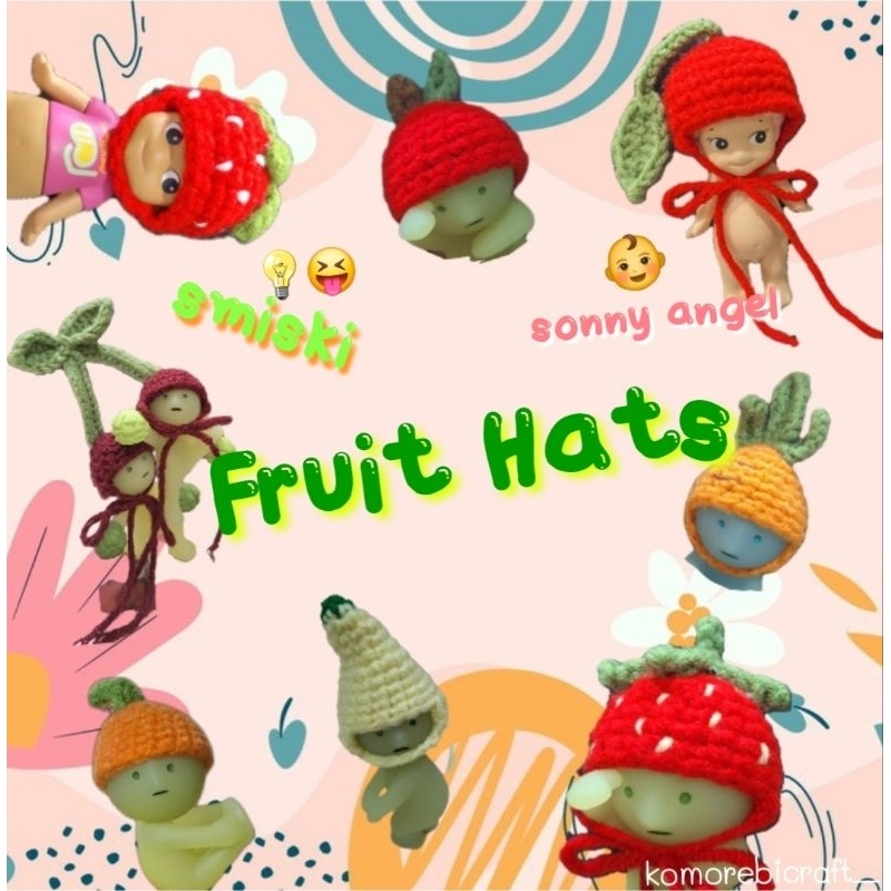 Fruit crochet hats Smiski Wool Hat (Hipper and regular)/ Sonny angel ...