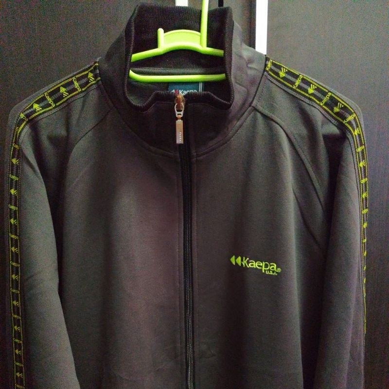 Authentic Kappa Full zip Warm-Up Jacket Dark Gray Decorated With Green ...