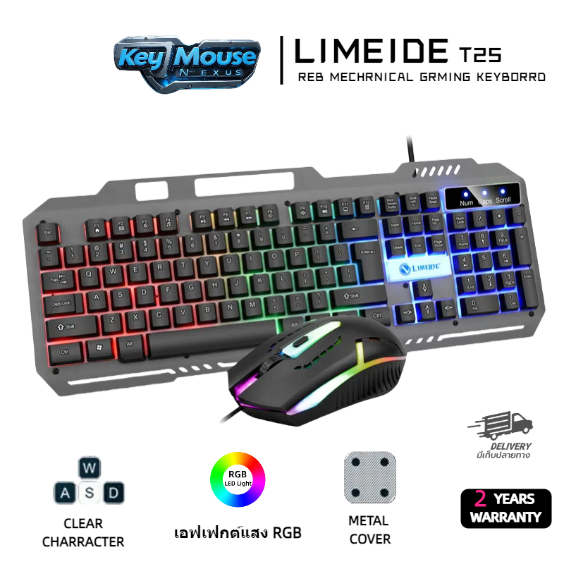 Thai Keypad Keyboard & mouse Rainbow Light USB Cable LIMEIDE K25 Gaming ...