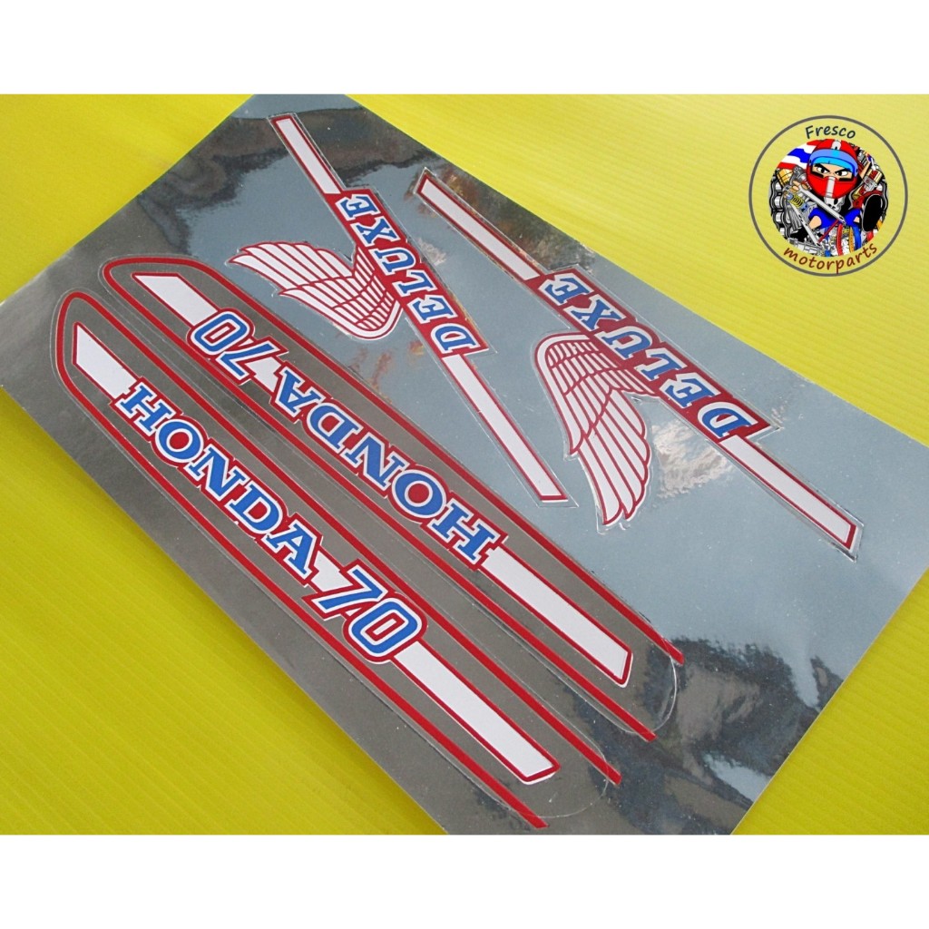 Honda C70 Deluxe Body Sticker Blue Letter White Wing & Red Trim ...