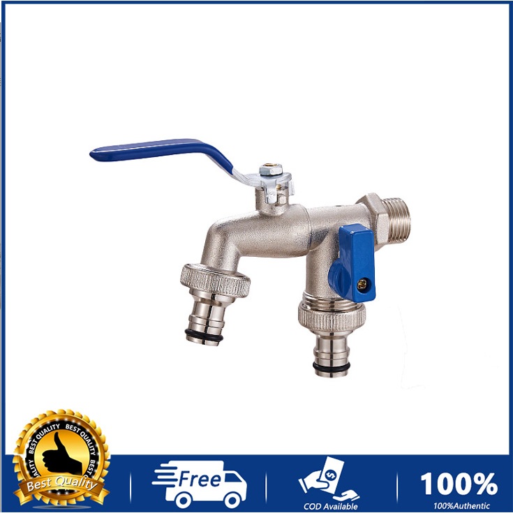 Metal 2-Way Water Tap 1/2 Faucet With Quick Connector For Hose And ...