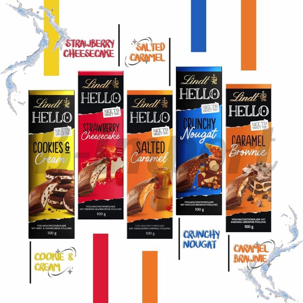 Lindt Hello bar Chocolate 100 Grams Comes In 5 Flavors From Switzerland ...