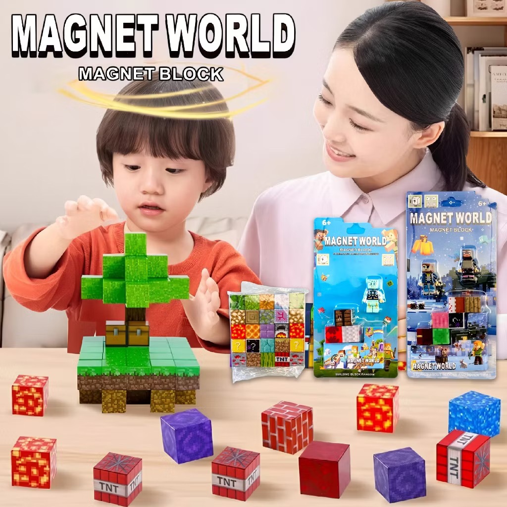 Minecraft Games Building Blocks Toys Square Magnets Magnetic Cartoon ...