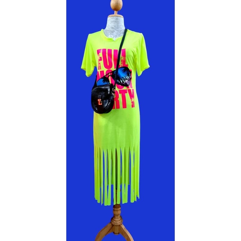 Neon Color Short Sleeve Long Dress Party Banquet | Shopee Philippines