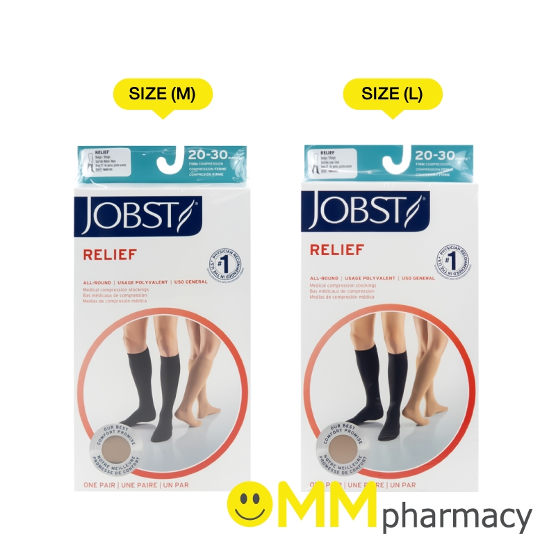 JOBST RELIEF KNEE Varicose Veins Stocking(Under The KNEE) 1 Pair Beige ...
