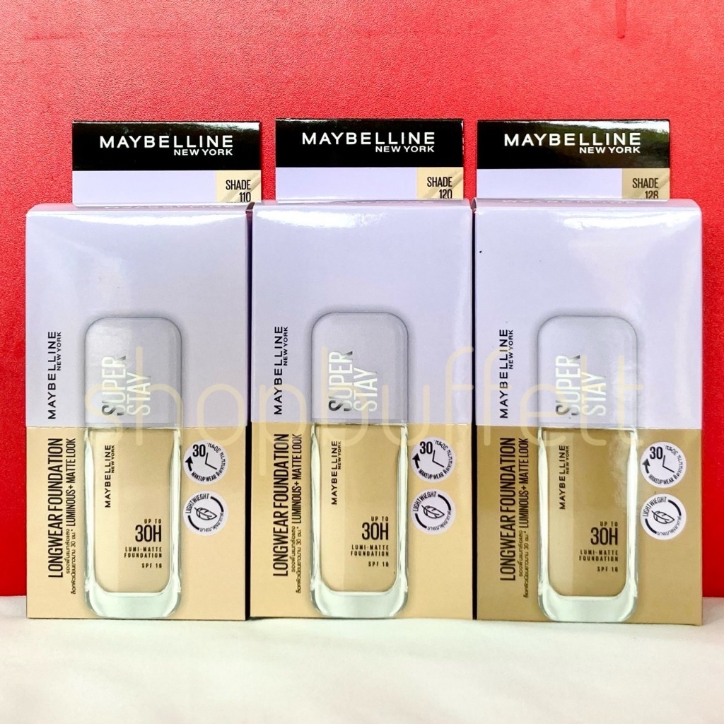 (Box 6 Purple Sachets) Maybelline Super Stay Lumi-Matte Foundation (3 ...