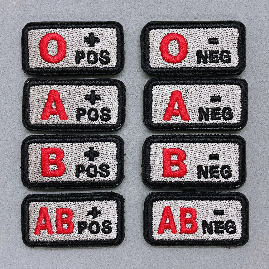 Blood Group Cloth 2x4 cm V3-T With Silver Background Embroidery Red ...