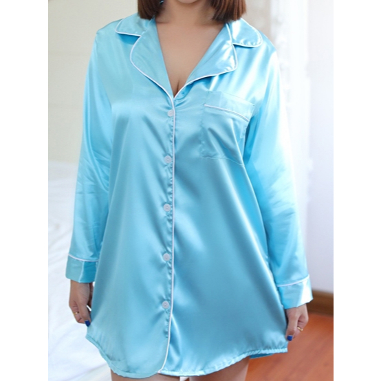 Non-Sleep Nightwear Satin Blue C1736 | Shopee Philippines