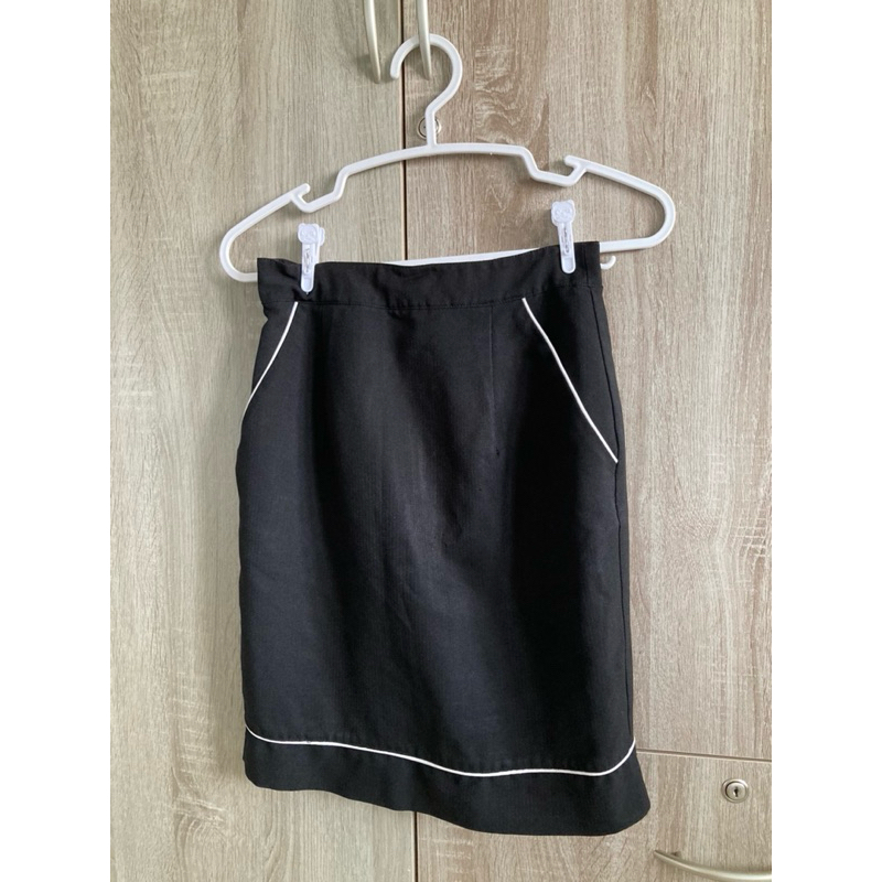 Work Skirt Black White Cut Line | Shopee Philippines