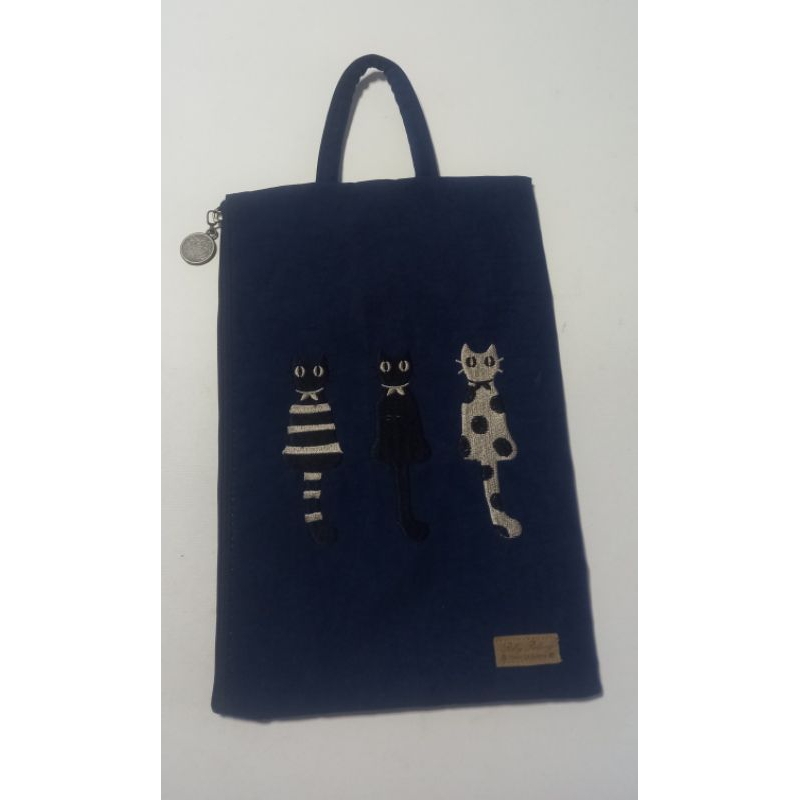Rolly Rollang Navy Color Nylon Bag Made in Korea Embroidered Cat ...