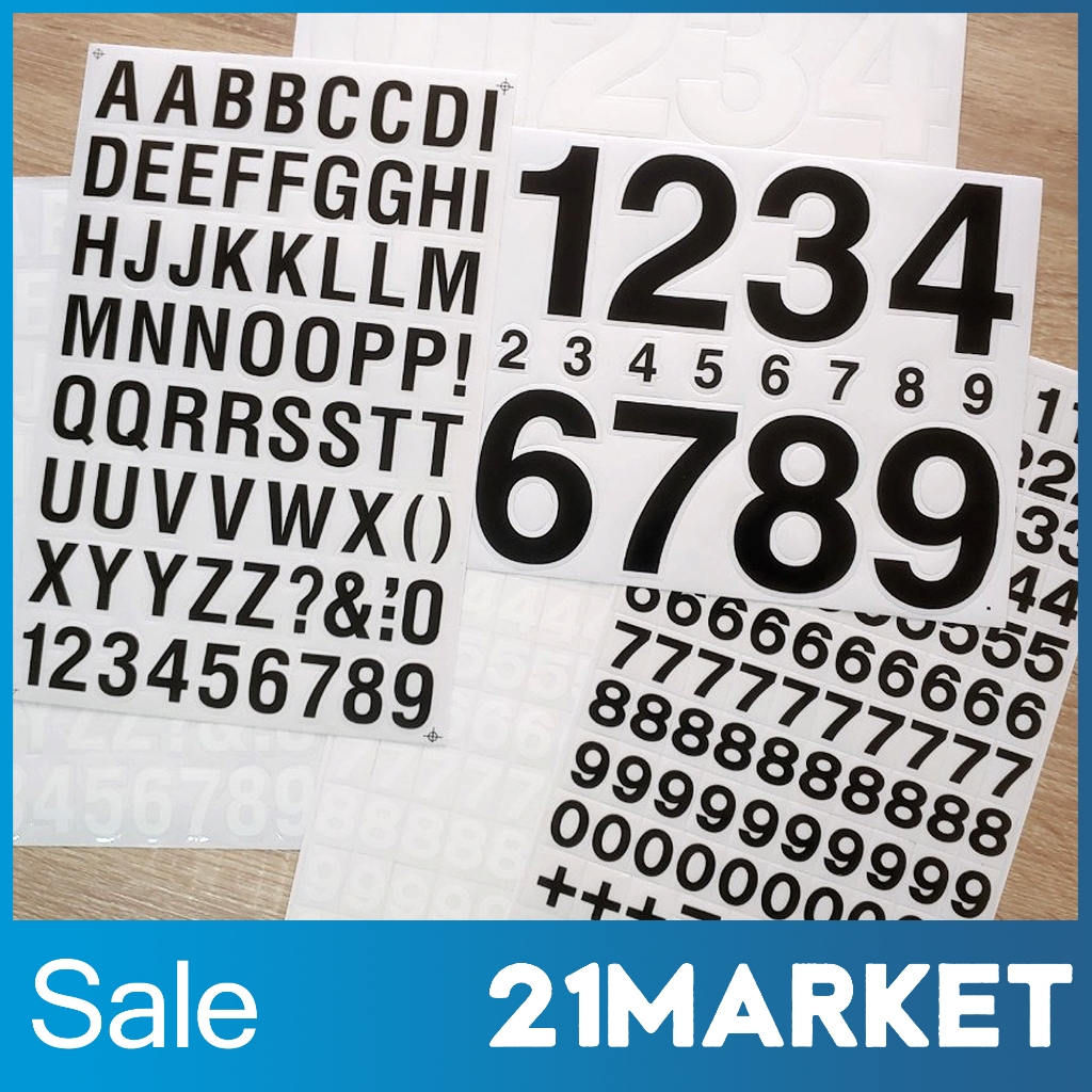 Sticker English Letters Numbers Die-Cut Clear Edges ABC Dicut Sign ...